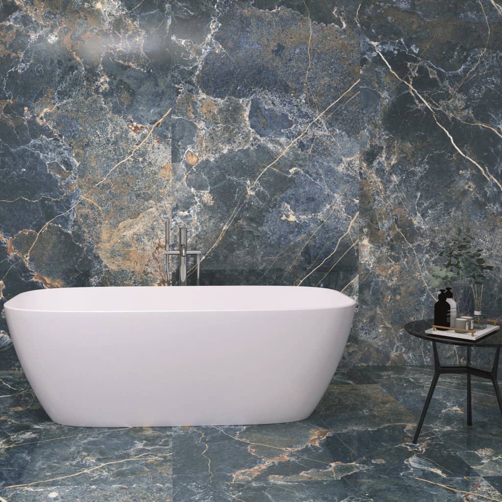 Darwen Blue Gloss Tiles - Marble Effect - Direct Tile Warehouse